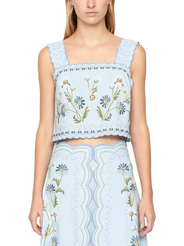 Sea Audra Embroidered Tank - Blue