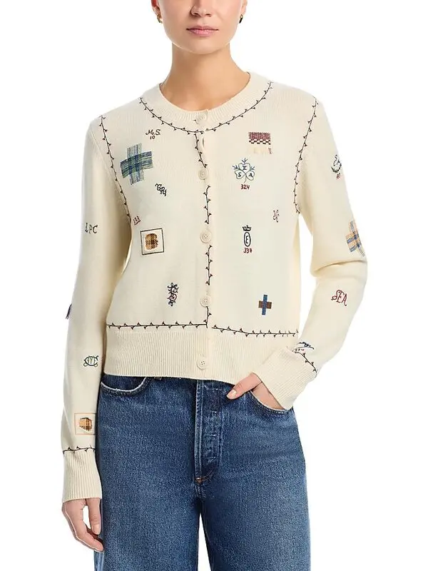 Sea Claira Emb Wool Knit Cardigan - Cream