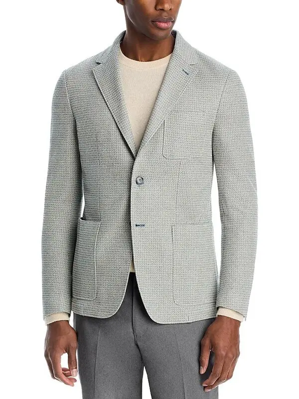 Canali Textured Jersey Jacket - Light Blue/tan