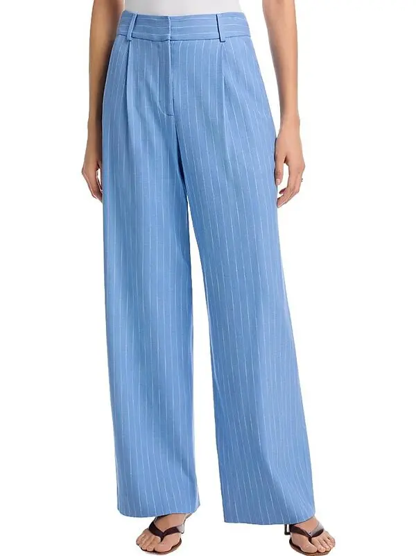 Veronica Beard Hyser Pleated Wide Leg Pants - Blue Jay/dove