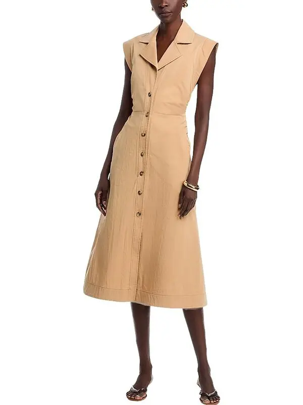 Veronica Beard Orla Midi Shirt Dress - Khaki