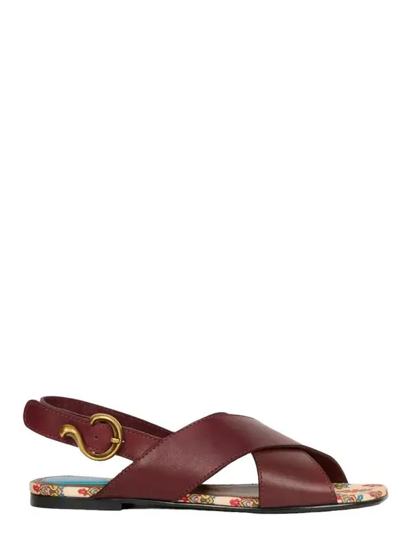 Etro Low Leather Sandals With Crossover Detail - Red