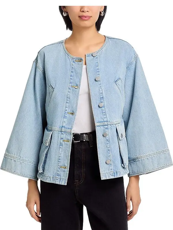 3.1 Phillip Lim Collarless Trapeze Denim Jacket - Light Blue