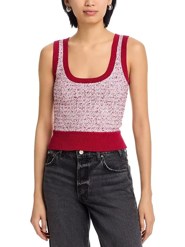 3.1 Phillip Lim Boucle Tweed Scoop Neck Tank - Chili Multi