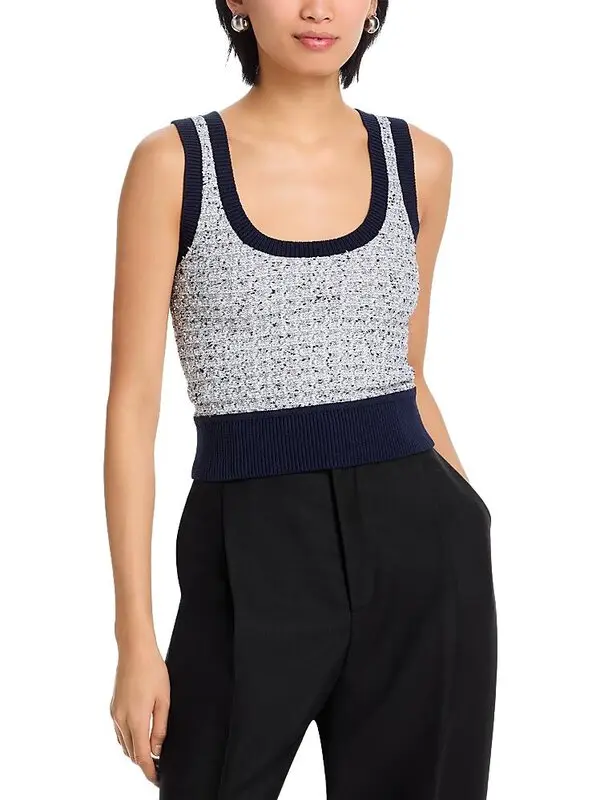 3.1 Phillip Lim Boucle Tweed Scoop Neck Tank - Midnight