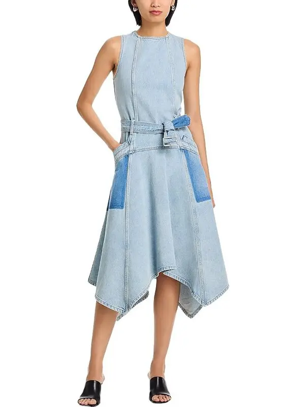 3.1 Phillip Lim Ghost Pocket Belted Midi Dress - Light Blue
