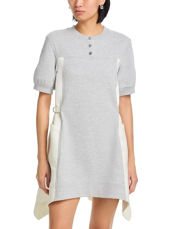 3.1 Phillip Lim Elbow Sleeve Sweatshirt Dress - Light Grey Medium