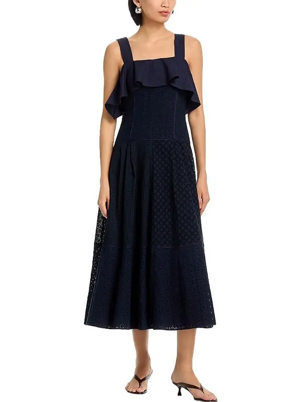 3.1 Phillip Lim Broderie Anglaise Midi Dress - Midnight