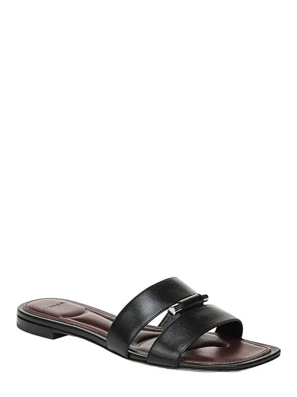 Vince Piper Leather Slide Sandals - Black