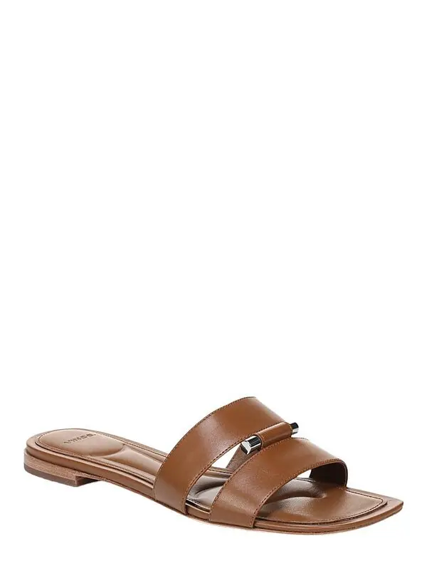 Vince Piper Leather Slide Sandals - Saddle