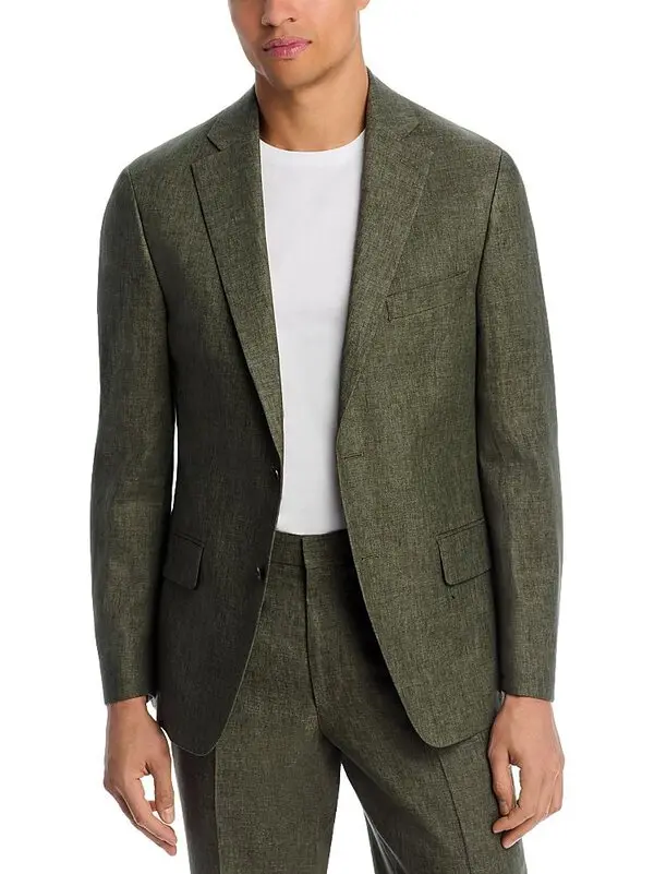 Vince Slim-fit Linen Suit Jacket - Dark Green