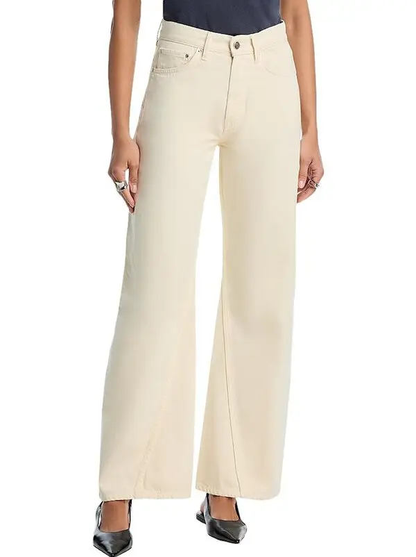 ANINE BING High Rise Baggy Wide Leg Jeans - Ecru