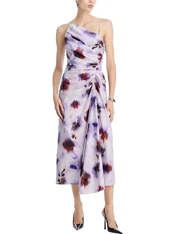 A.L.C. Juno Asymmetrical Gathered Dress - Lilac Multi