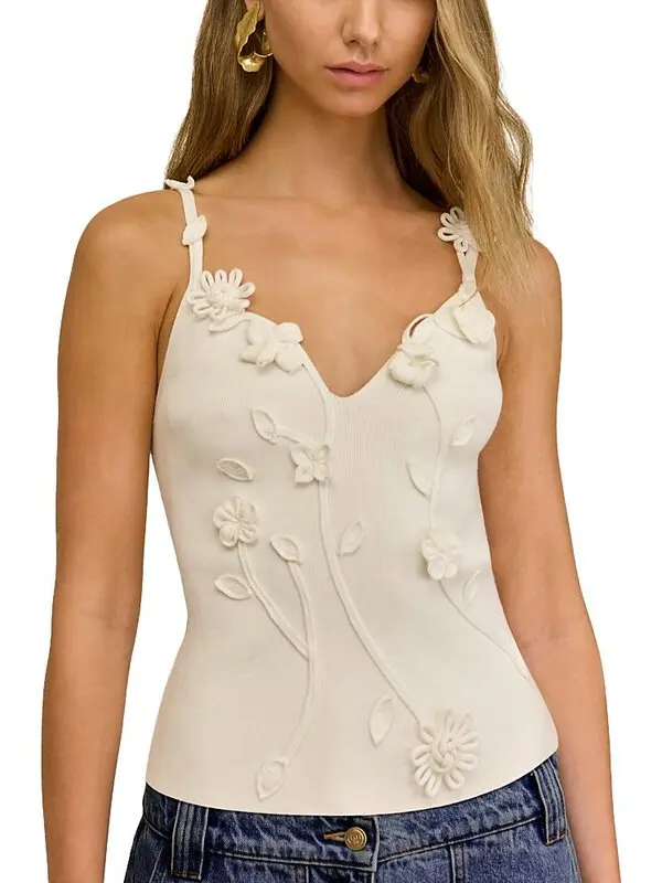 Cult Gaia Emiliana Applique Top - Off White