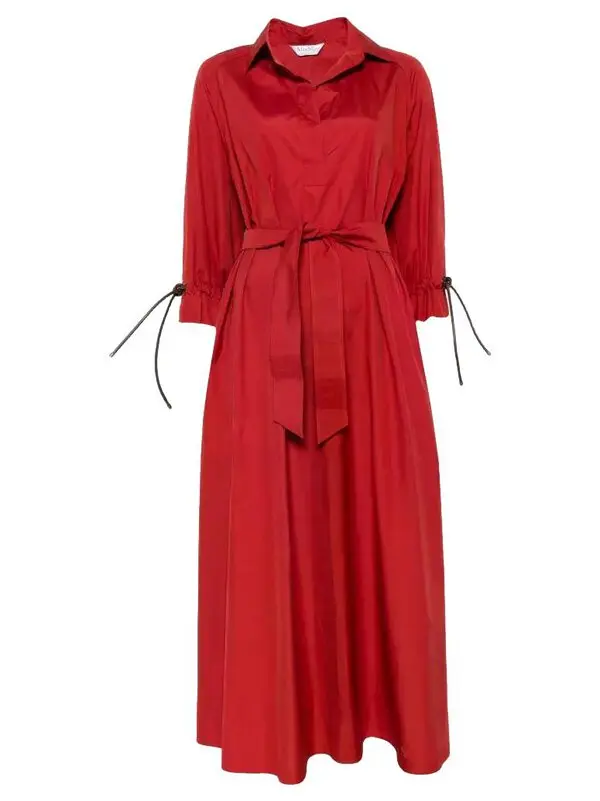 Max Mara Tie-detailed V-neck Midi Dress - Red