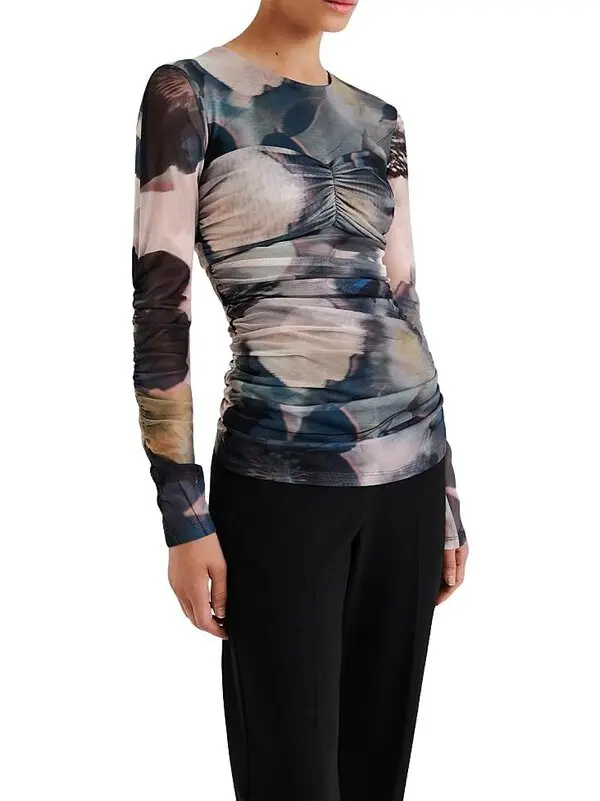 MALINA Elionora Sheer Jersey Long Sleeve Top - Dusty Poppy