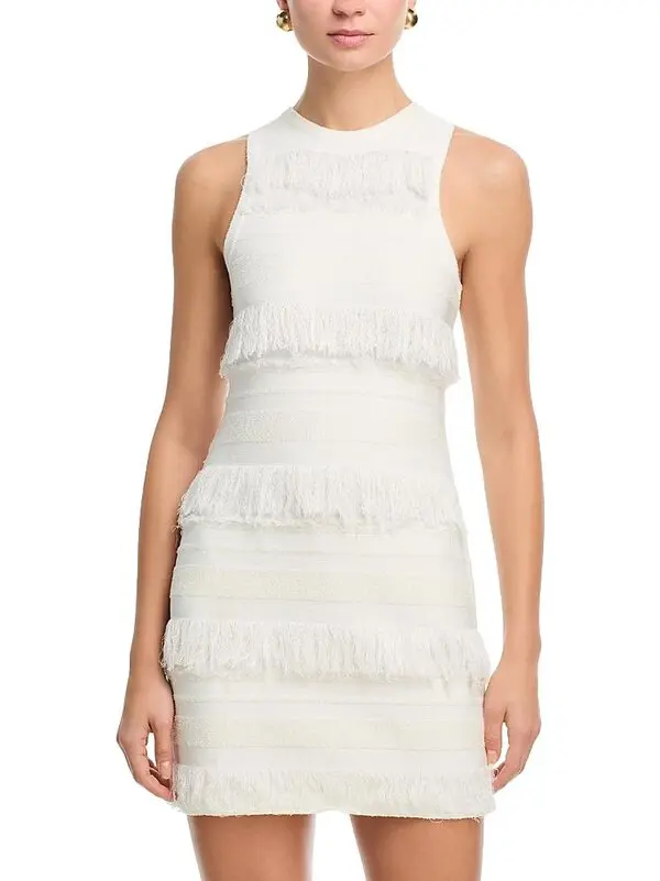 Simkhai Elly Knit Fringe Mini Dress - Ivory Stripe