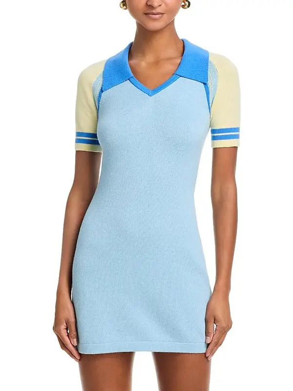 Guest In Residence Ace Polo Mini Dress - Clear Sky Combo