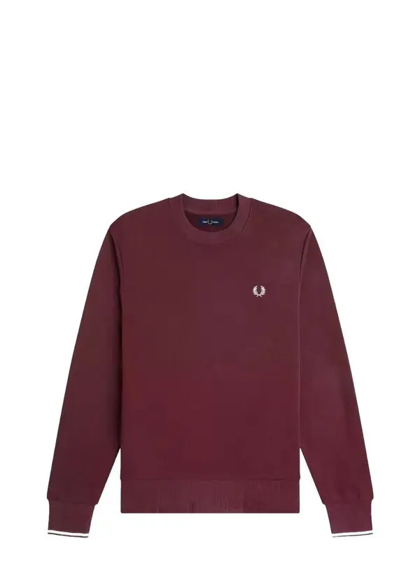 Fred Perry Logo-embroidered Ribbed Sweatshirt - Red