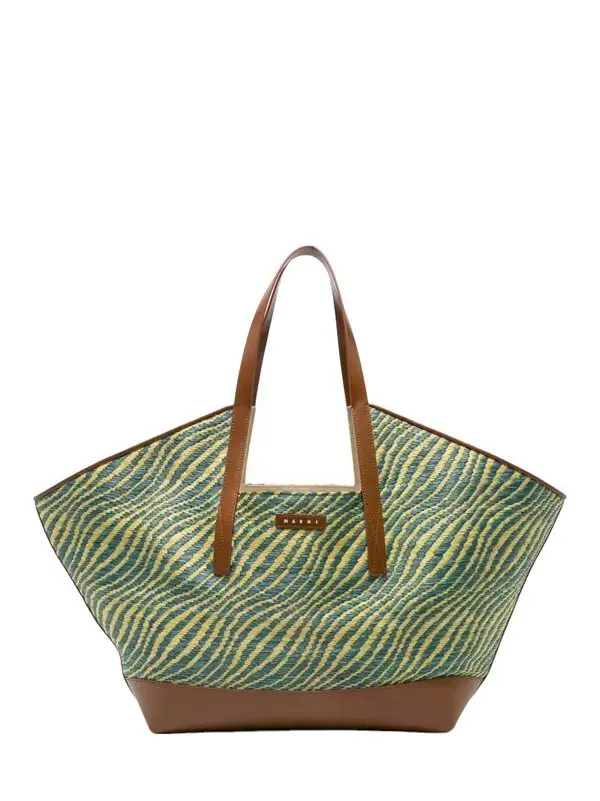 Marni Striped-pattern Tote Bag - Green