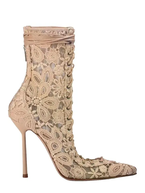 LE SILLA Chantilly Lace-up Ankle Boots - Neutrals
