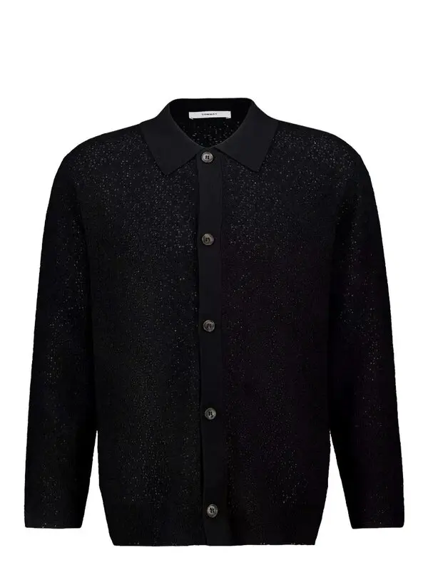 Commas Collared Button-front Cardigan - Black