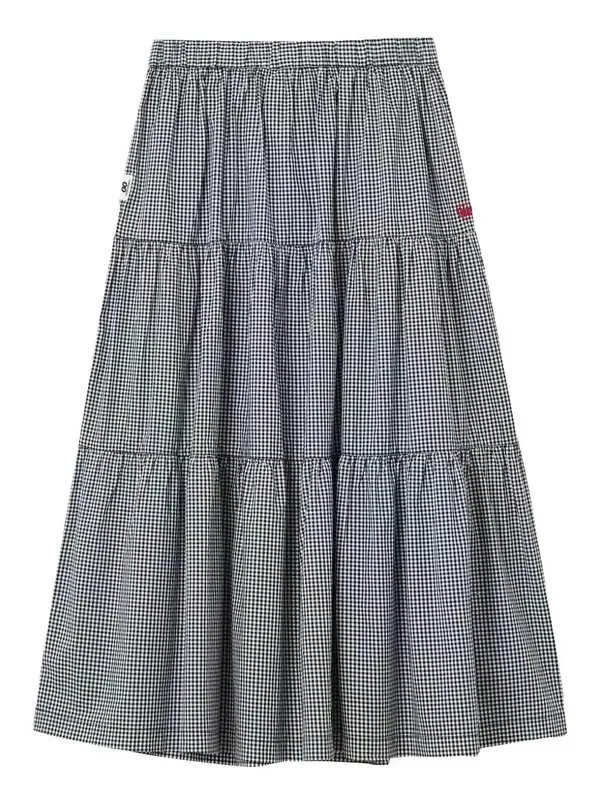 CHOCOOLATE Tiered Gingham Skirt - Black