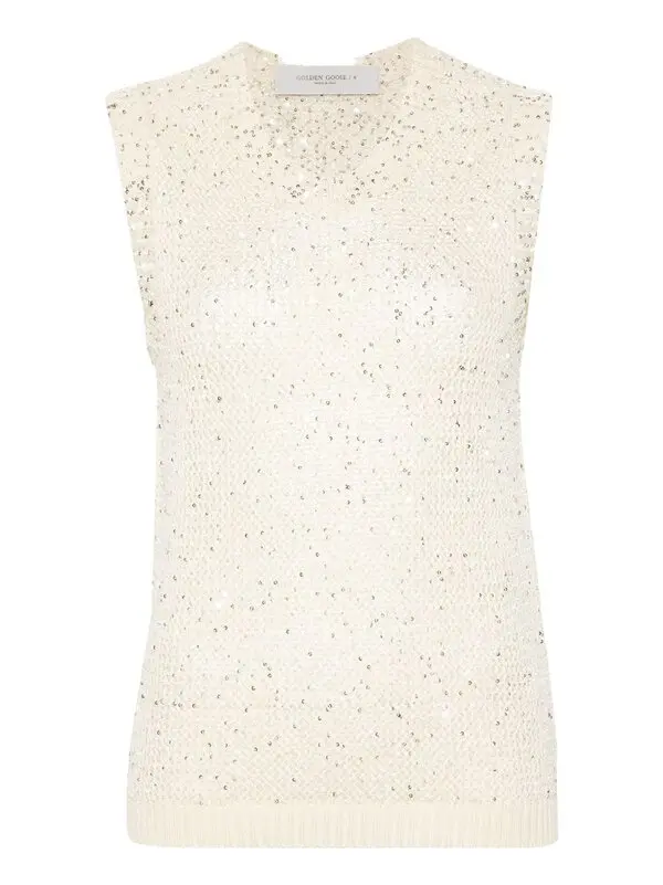 GOLDEN GOOSE Melyssa Top With Sequins - Ivory
