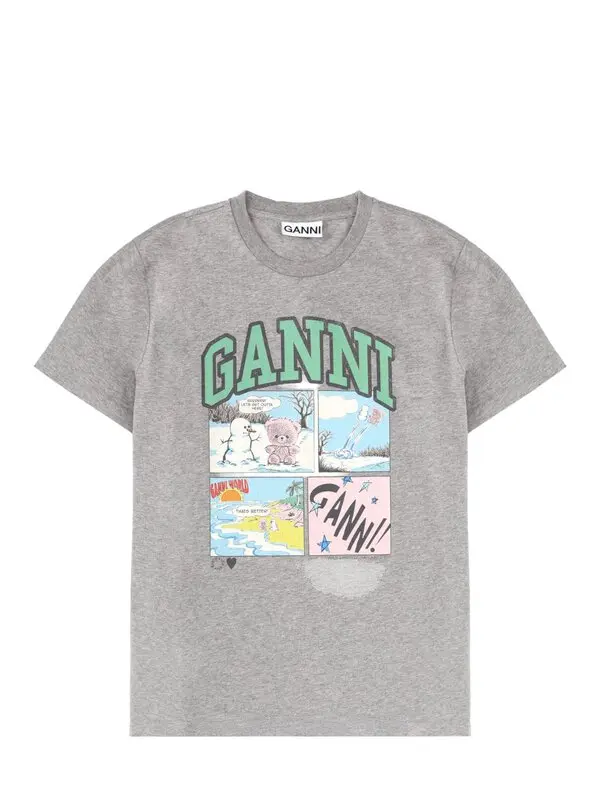 GANNI T-shirt With Print - Grey