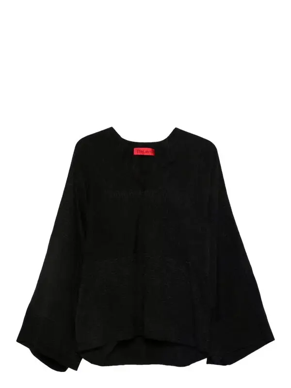 THELATEST Wide Sleeve V-neck Blouse - Black