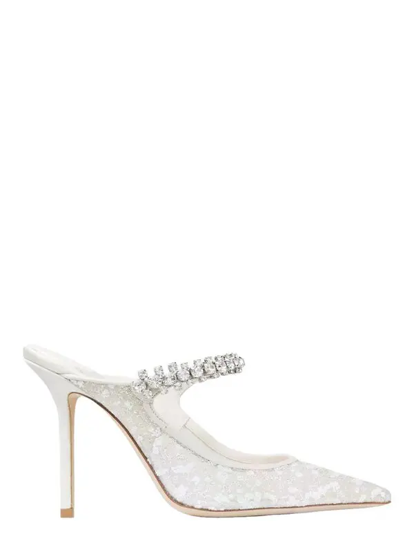 JIMMY CHOO Embellished Pointed Pumps - White