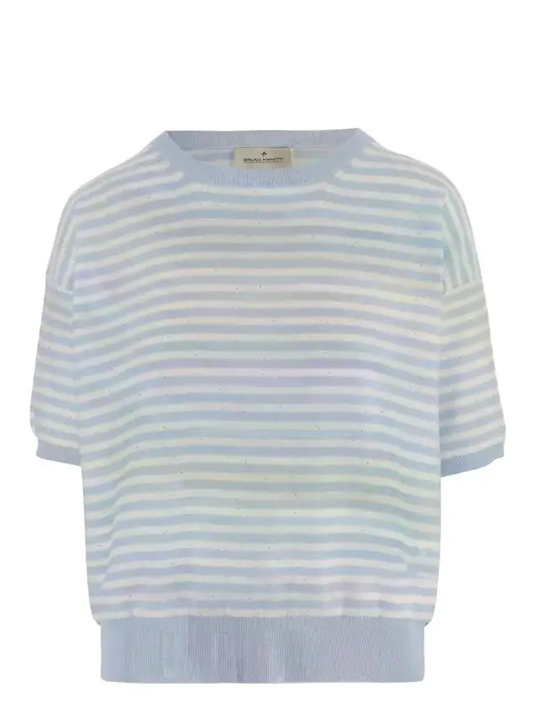 Bruno Manetti Striped-pattern Crew-neck Sweater - Blue