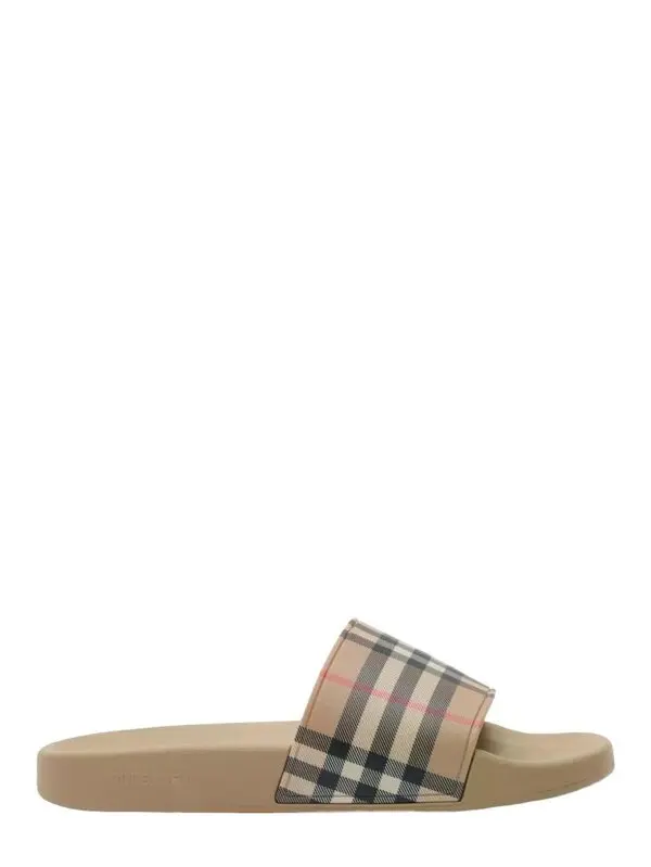 Burberry Check Slides - Neutrals