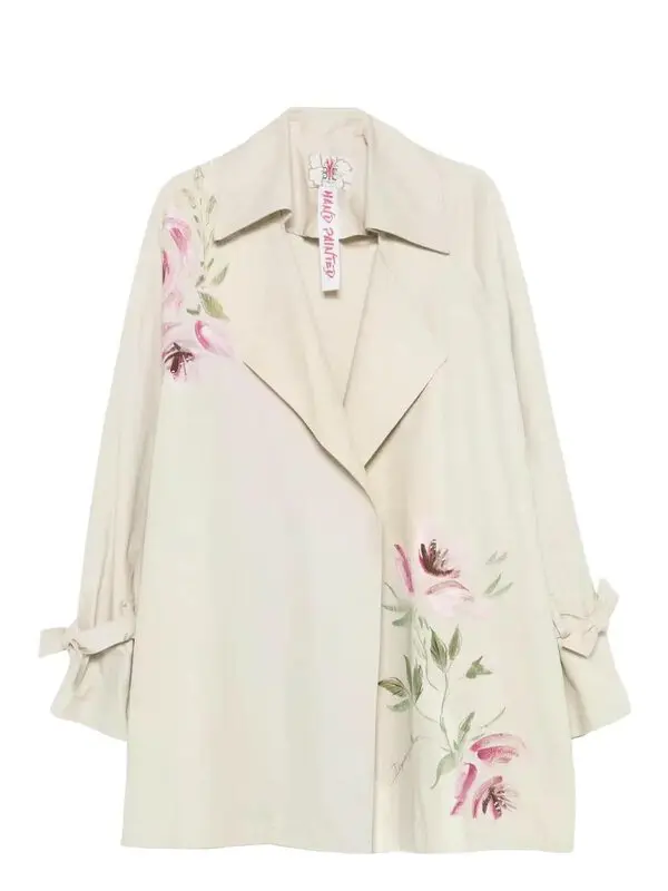 BYE Floral-print Tie-cuff Coat - Neutrals