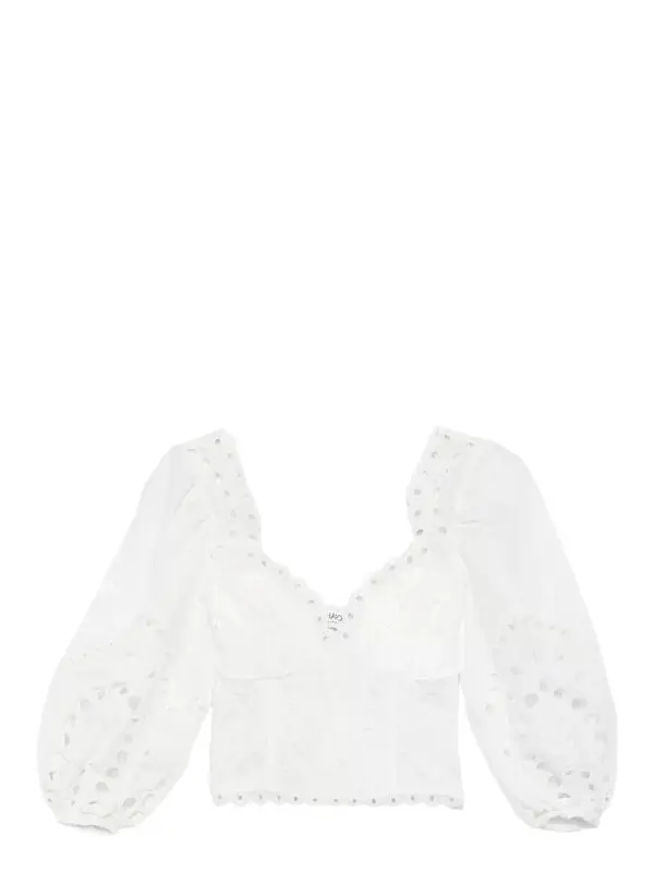 Charo Ruiz Ibiza Laced Balloon-sleeve Top - White