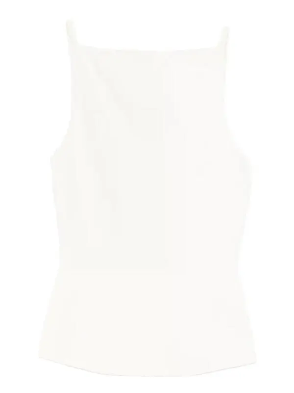Maje Square-neck Ribbed Knit Top - Neutrals