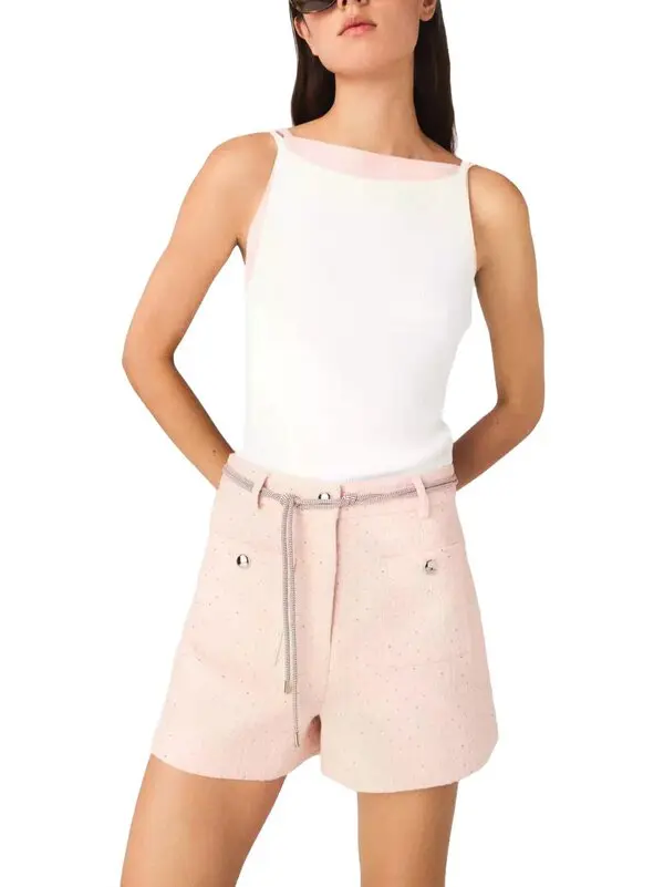 Maje Square-neck Ribbed Knit Top - Neutrals