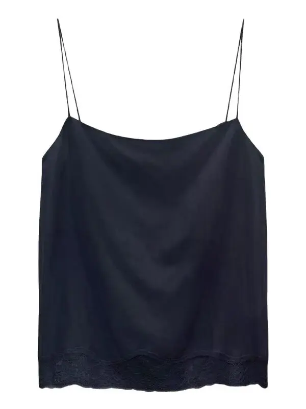 Dorothee Schumacher Habotai Silk Top With Lace Trim - Blue