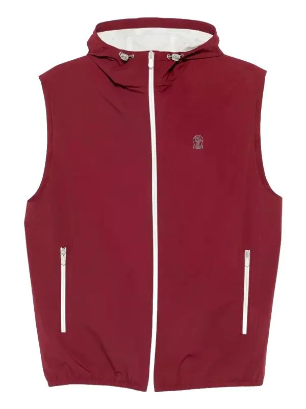 Brunello Cucinelli Hooded Zip-up Gilet - Red