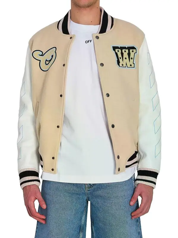 Off-White Logo-patch Bomber Jacket - Neutrals