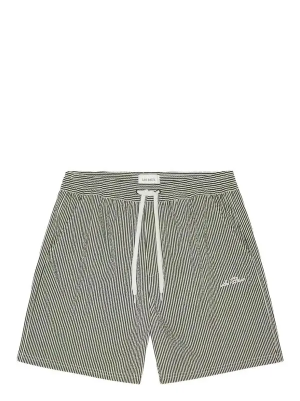 LES DEUX Seersucker Drawstring Shorts - Green