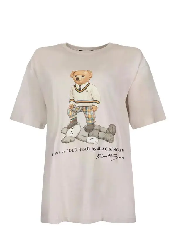 BLACK SCORE Polo Bear-print T-shirt - White