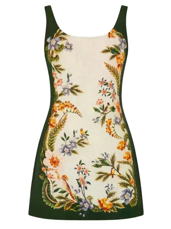 Farm Rio Floral-print Mini Dress - Neutrals