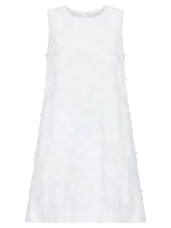 P.a.r.o.s.h Floral-embroidered Sleeveless Mini Dress - White