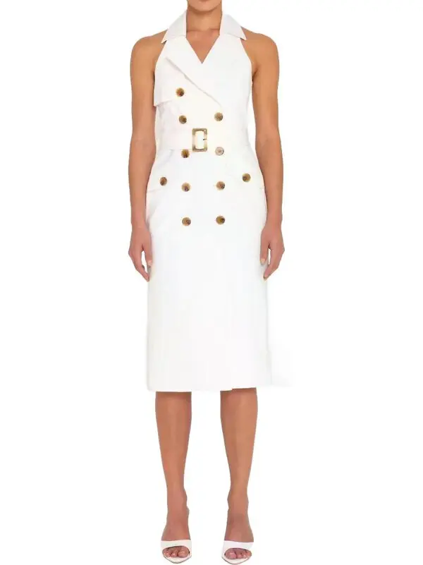 SANS FAFF Milano Belted Midi Dress - White