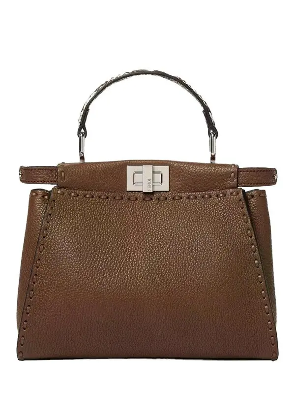 Fendi Mini Peekaboo Leather Tote - Brown