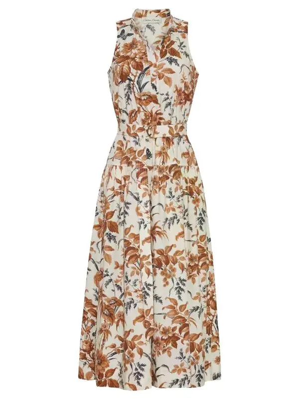 Cara Cara Atlas Floral-pattern Midi Dress - White