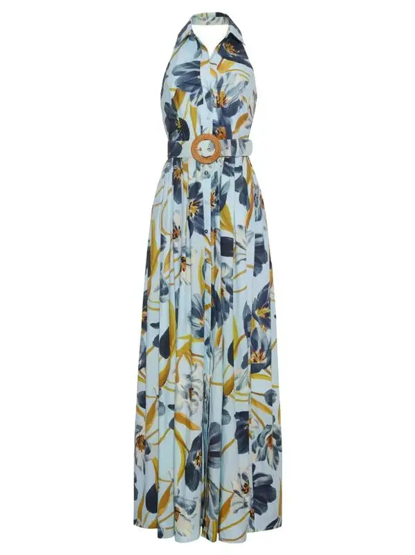 Cara Cara Quentin Floral Belted Dress - Blue