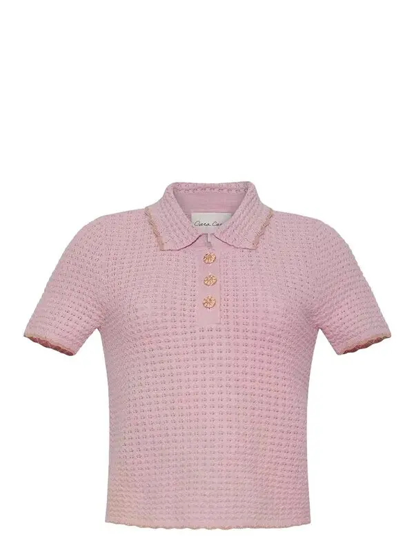 Cara Cara Melody Tipped Polo Top - Pink