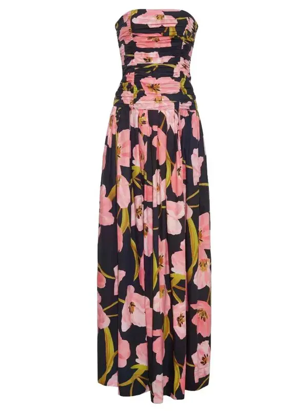 Cara Cara Montreal Floral-print Strapless Dress - Black